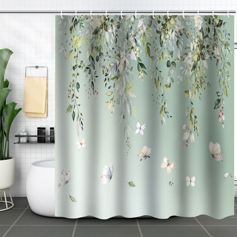 East Urban Home Floral Shower Curtain with Hooks Included & Reviews ...